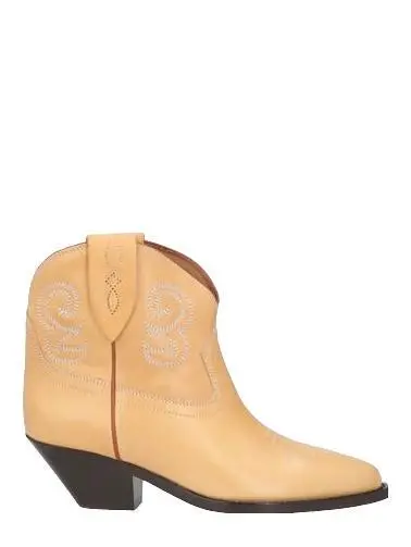 Isabel Marant Leather Cowboy Ankle Boots - Beige