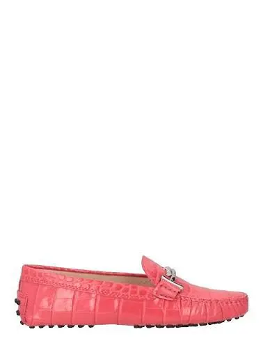 TOD'S Coral Leather Loafers - Red