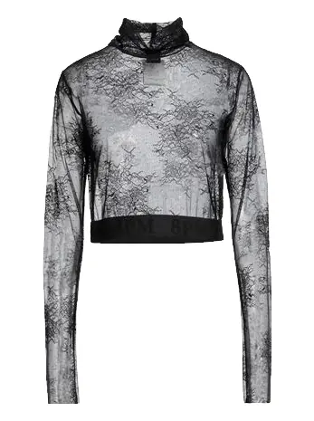 8PM Crop Top With Lace - Black