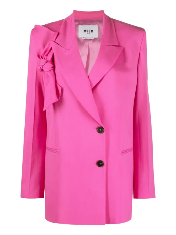 MSGM Bow-detail Double-breasted Blazer - Pink