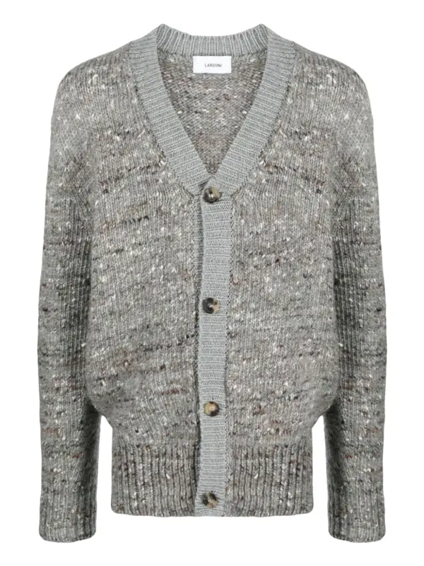 LARDINI Mélange Ribbed-trim Cardigan - Grey