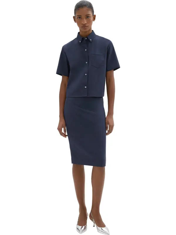 Theory Slim Pencil Good Wool Skirt - Nocturne Navy