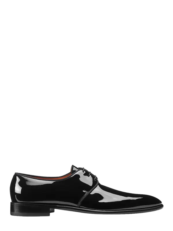 Santoni Isogram Patent Leather Derby Shoes - Black