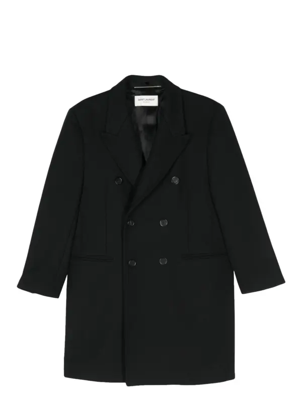 Saint Laurent Wool Coat - Black