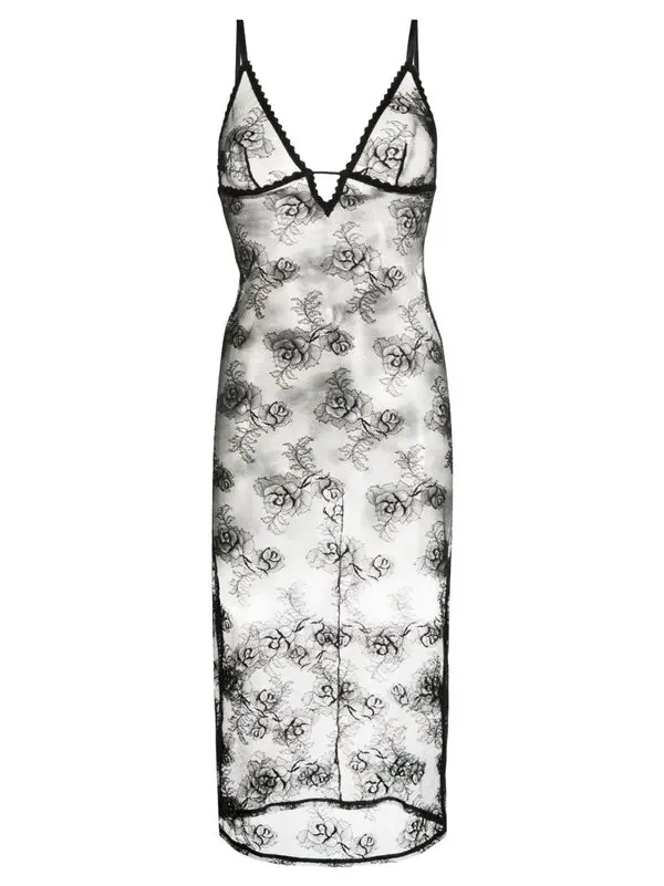 Fleur Du Mal Bouquet Lace Slip Dress - Black