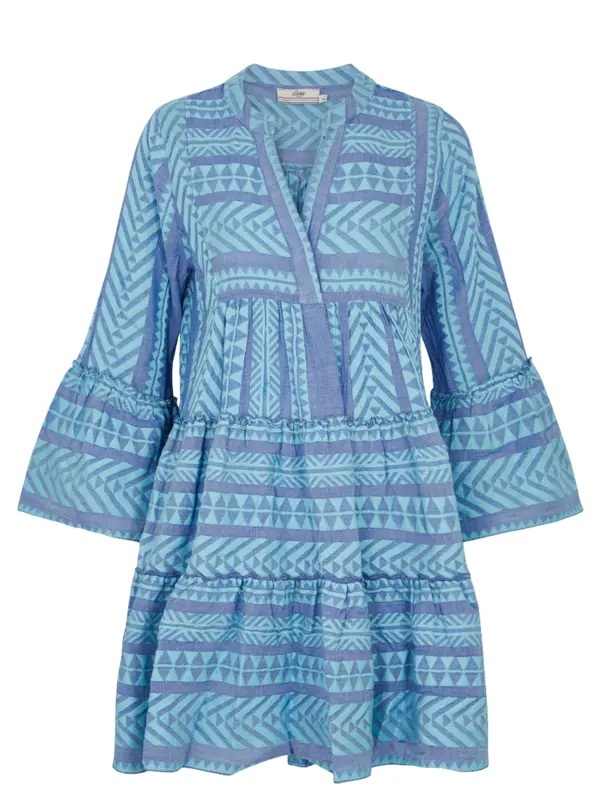 Devotion Ella Embroidered Cotton-blend Mini Dress - Blue