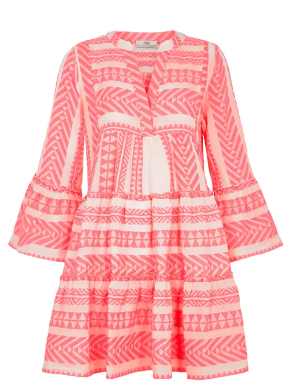 Devotion Ella Embroidered Cotton-blend Mini Dress - Pink And White