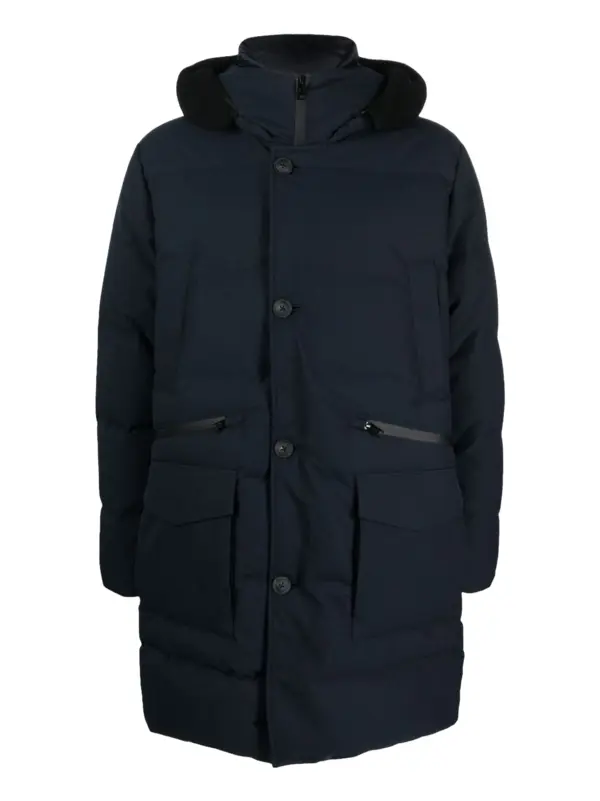 Woolrich Button-fastening Hooded Padded Coat - Blue