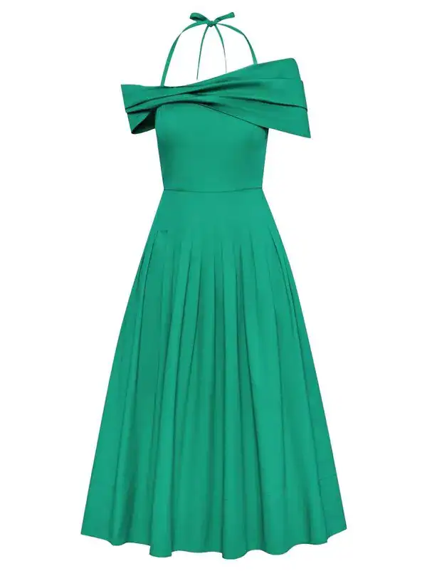 halter green dress Plus Size Green Rhinestone Halter Feather Trumpet Prom Dress