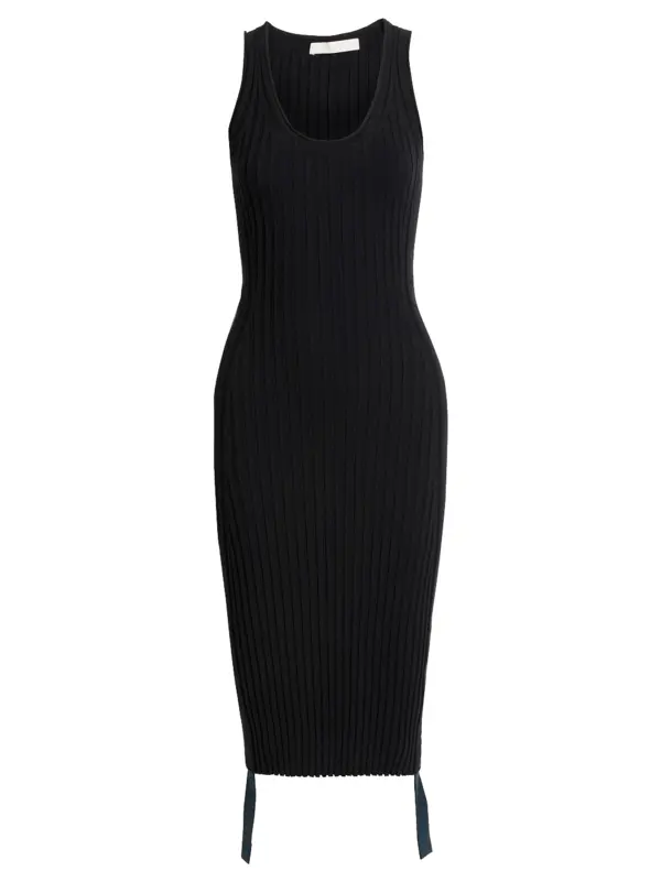 DION LEE Ribbed Cotton-blend Dress - Black
