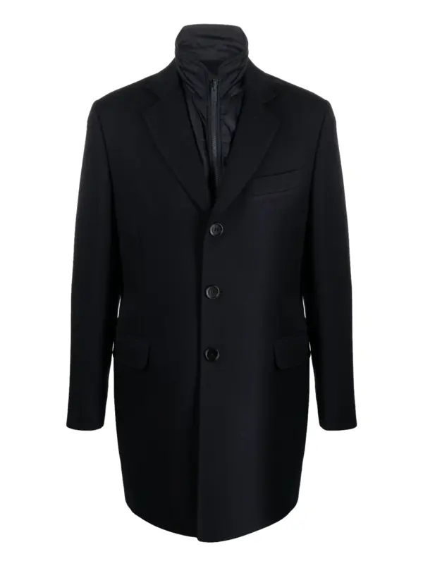FAY Layered Single-breasted Coat - Blue