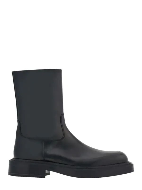 FERRAGAMO Panelled Patent-leather Ankle Boots - Black