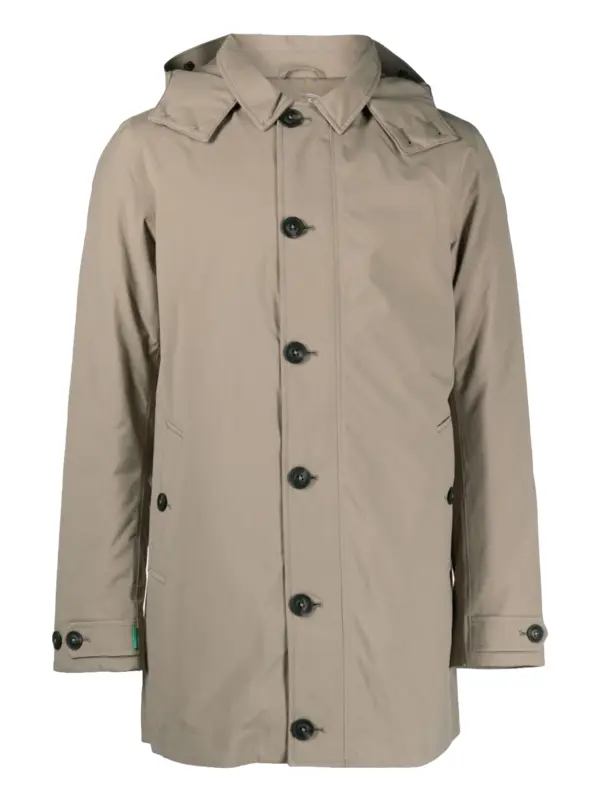SAVE THE DUCK Single-breasted Hooded Coat - Neutrals