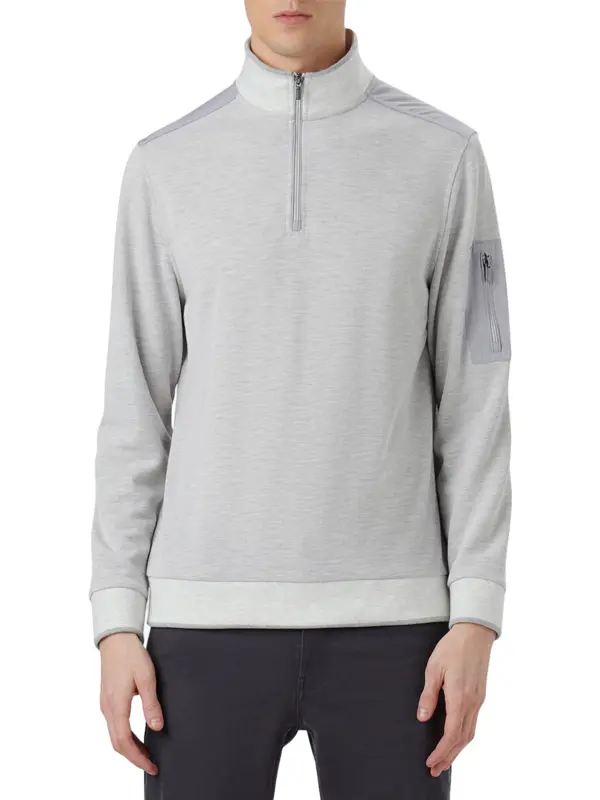 Bugatchi Quarter-zip Pullover - Chalk