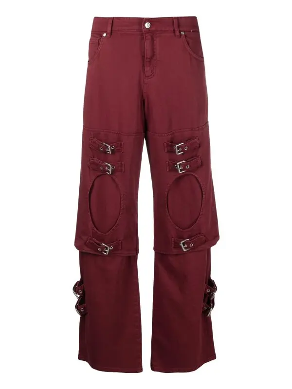Blumarine Buckle-detail Boyfriend Jeans - Red