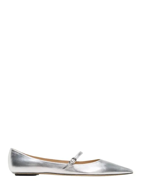 STUART WEITZMAN Emilia Metallic Mary Jane Ballerina Flats - Silver