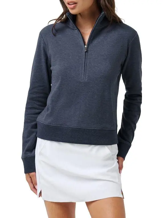 Travis Mathew Cloud Half Zip Pullover - Heather Navy Blazer