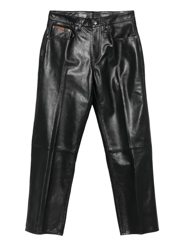 Calvin Klein Leather Straight Leg Pants - Black