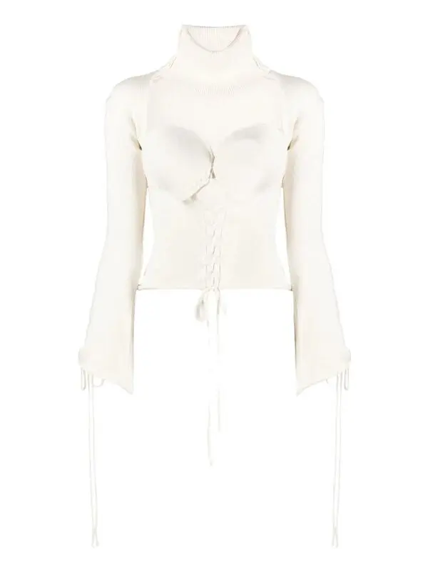 JULFER Knitted Roll Neck Sweater - White