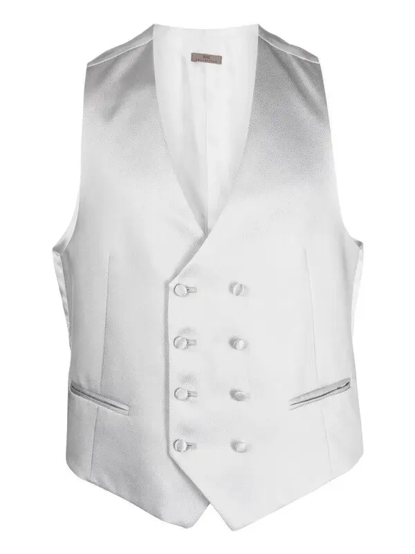 LADY ANNE Double-breasted Waistcoat - Silver
