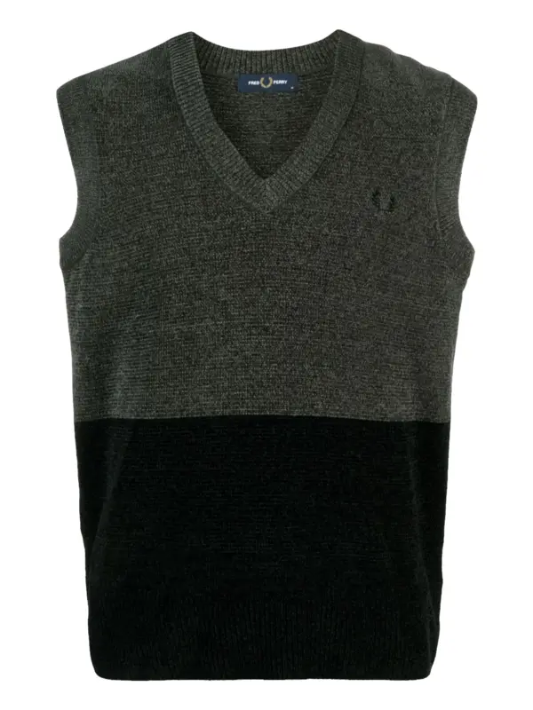 Fred Perry Logo-embroidered Two-tone Vest - Green