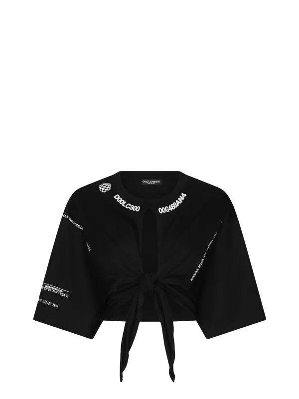 Dolce & Gabbana Front-tie Crop Top - Black