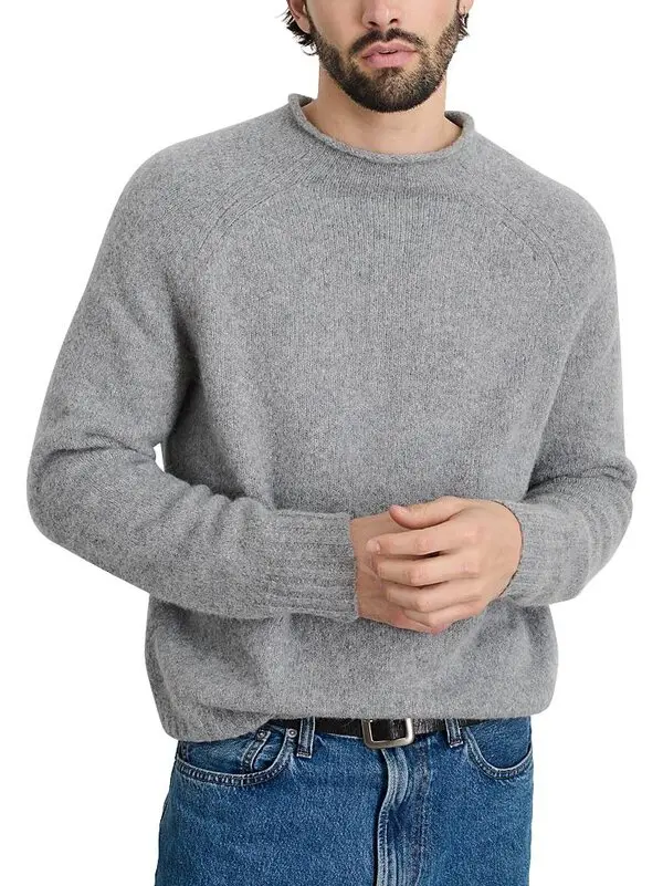 ALEX MILL Roll Neck Sweater - Heather Gray
