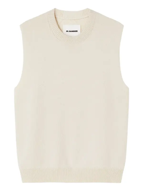 JIL SANDER Crew-neck Sleeveless Jumper - Neutrals