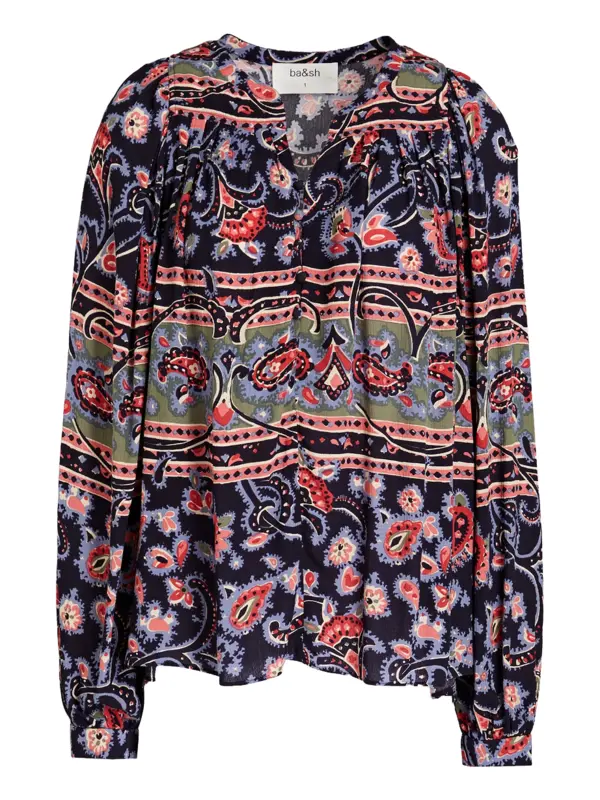 Ba&sh Paisley-print Crepe Blouse - Navy