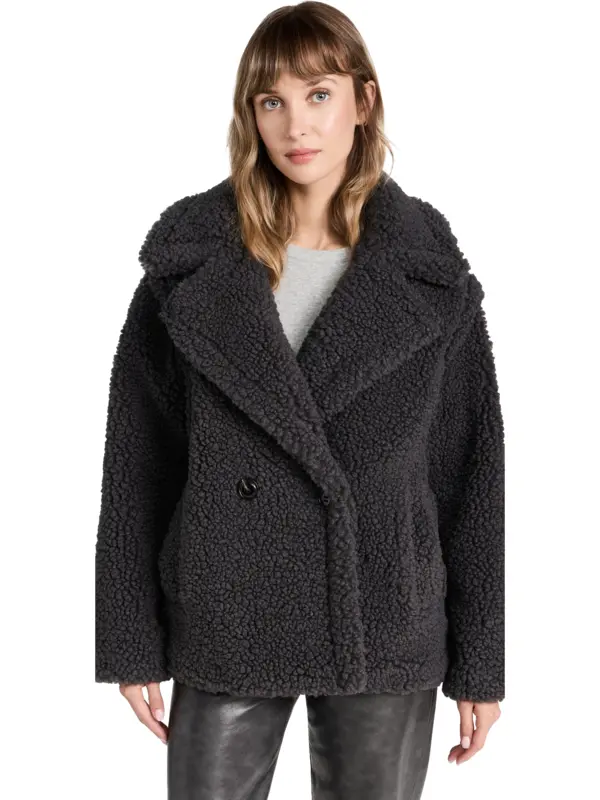 UGG Gertrude Short Teddy Coat - Ink