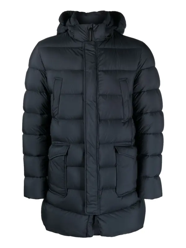 Herno Quilted Down Coat With Hood - Blue
