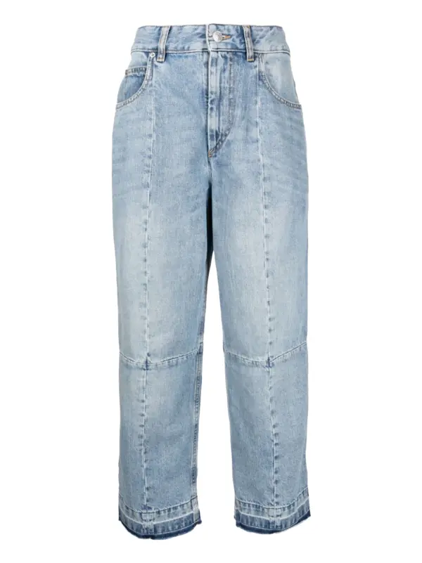 Isabel Marant Norela Patchwork Cropped Jeans - Blue
