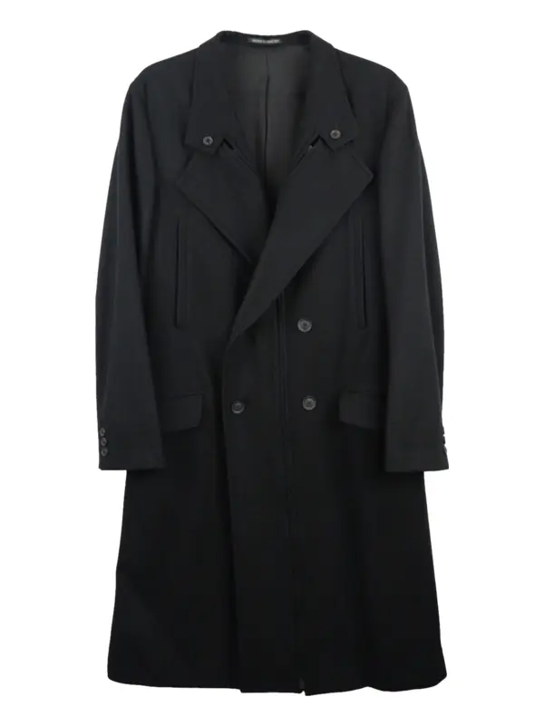 Yohji Yamamoto Double-breasted Wool Coat - Black
