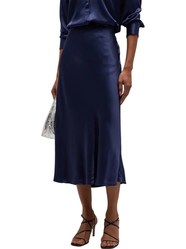 Rails Anya Satin Midi Skirt - Navy