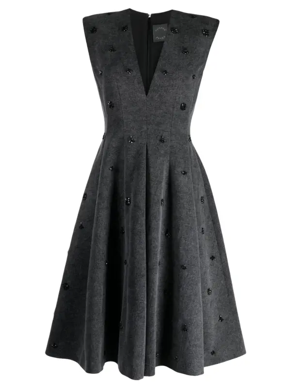 Huishan Zhang Zooey Crystal-embellished Denim Dress - Black