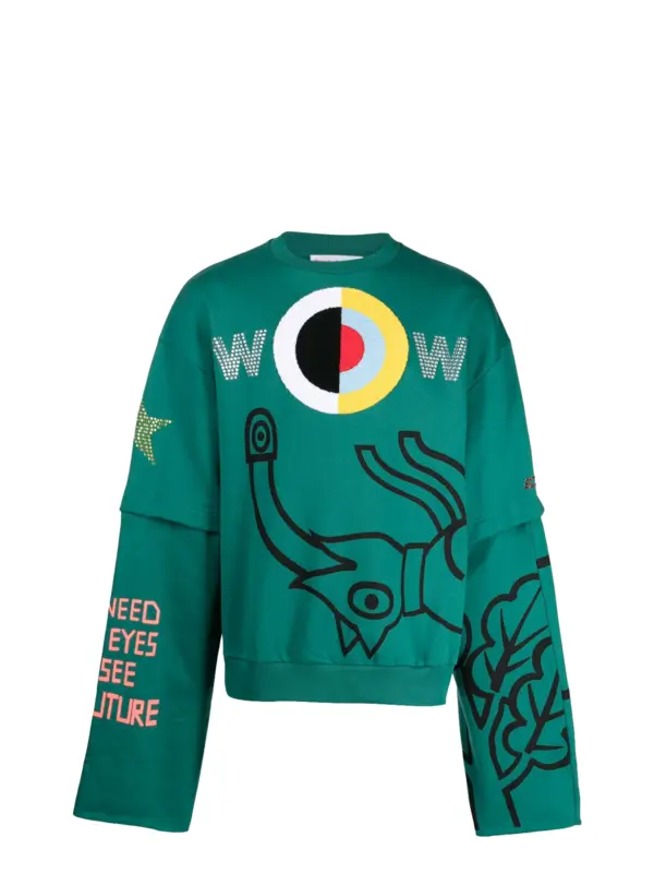 WALTER VAN BEIRENDONCK Target-appliqué Sweatshirt - Green