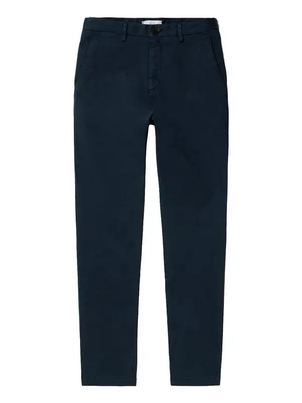 Mr P. Adam Slim-fit Cotton-blend Twill Chinos - Blue