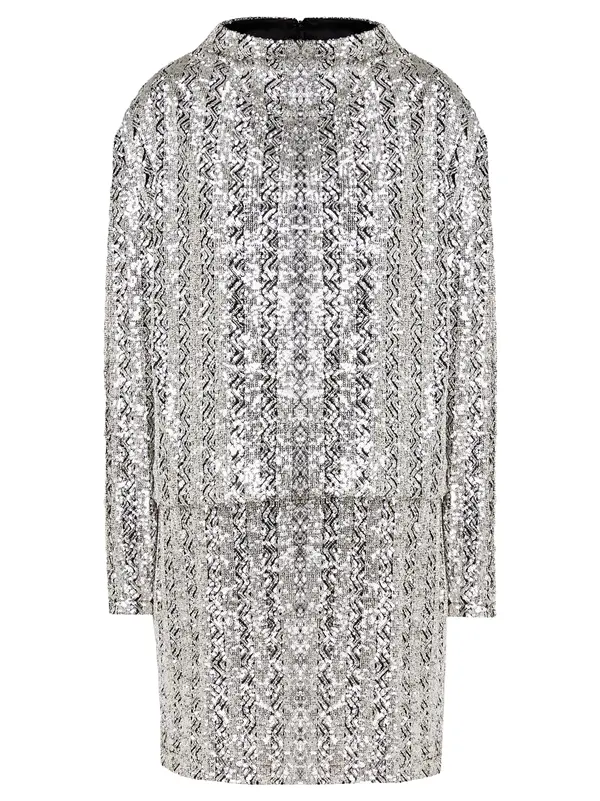 One33 Social Layered Sequined Tulle Mini Dress - Silver