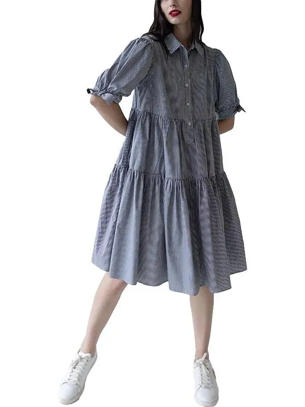 EMILIA GEORGE Cotton Blend Babette Dress - Gingham