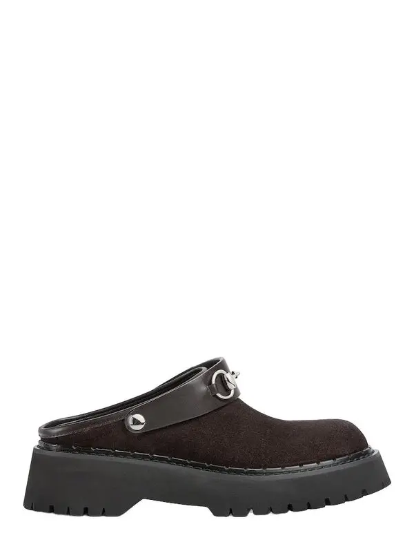 Gucci Suede Mule With Horsebit - Brown