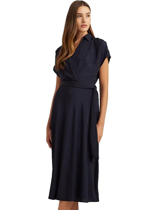 Ralph Lauren Belted Crepe Dress - Lighthouse Navy