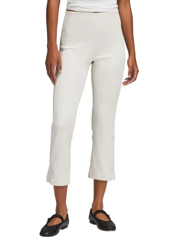 Lululemon Ribbed Softstreme Zip-leg High-rise Cropped Pant - Bone