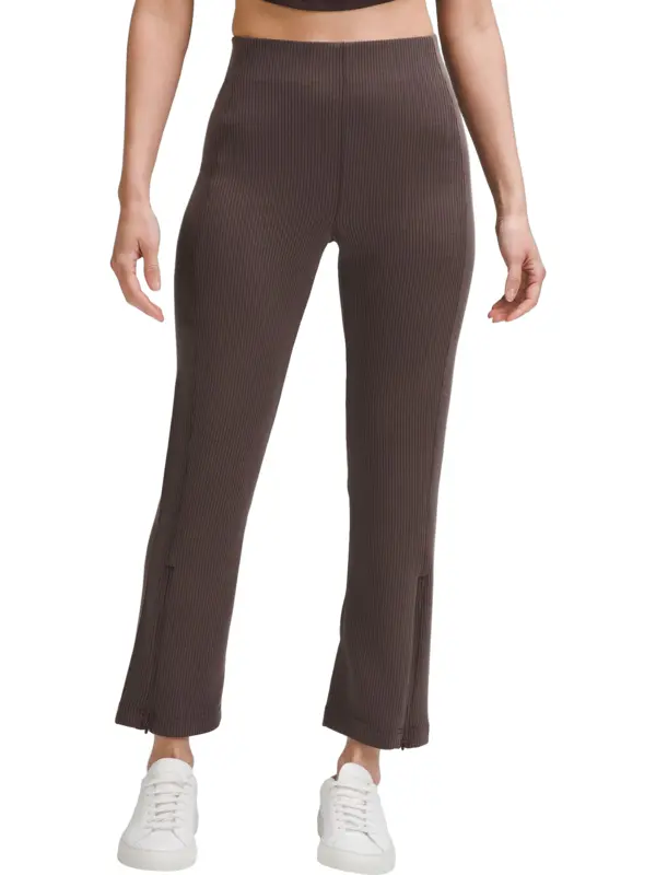 Lululemon Ribbed Softstreme Zip-leg High-rise Cropped Pant - Espresso