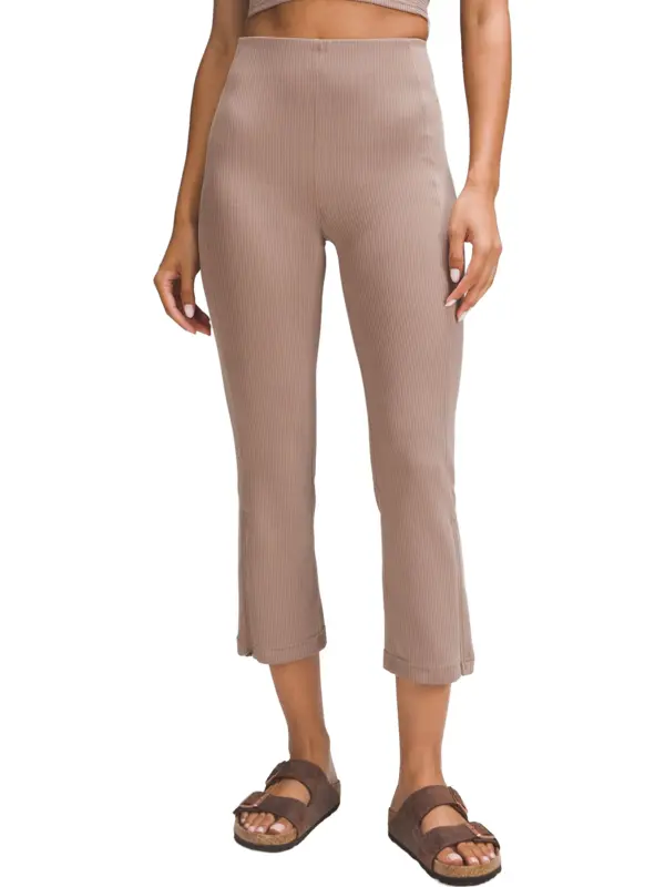 Lululemon Ribbed Softstreme Zip-leg High-rise Cropped Pant - Taupetastic