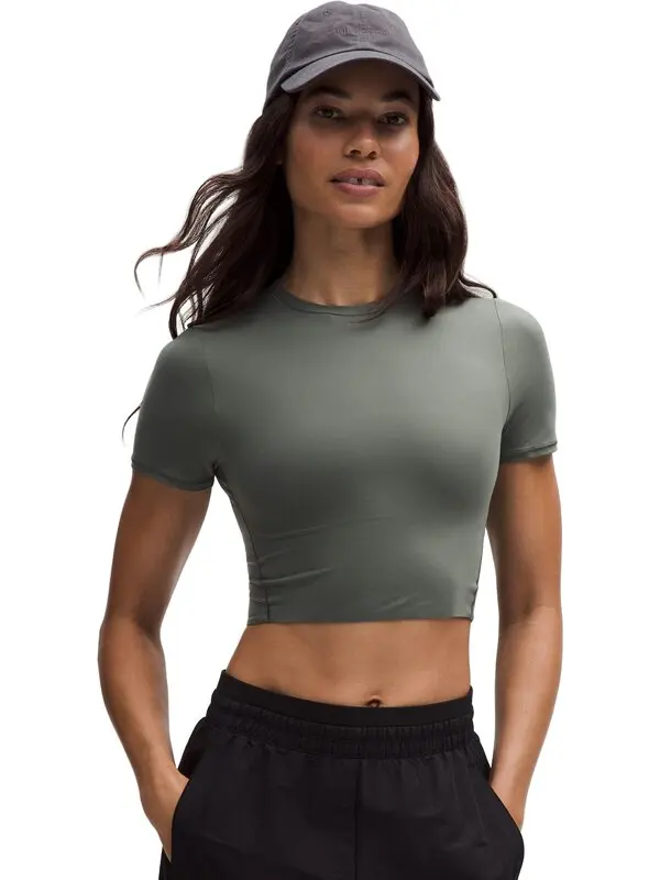 Lululemon Wundermost Ultra-soft Nulu Crewneck Cropped T-shirt - Palm Deco