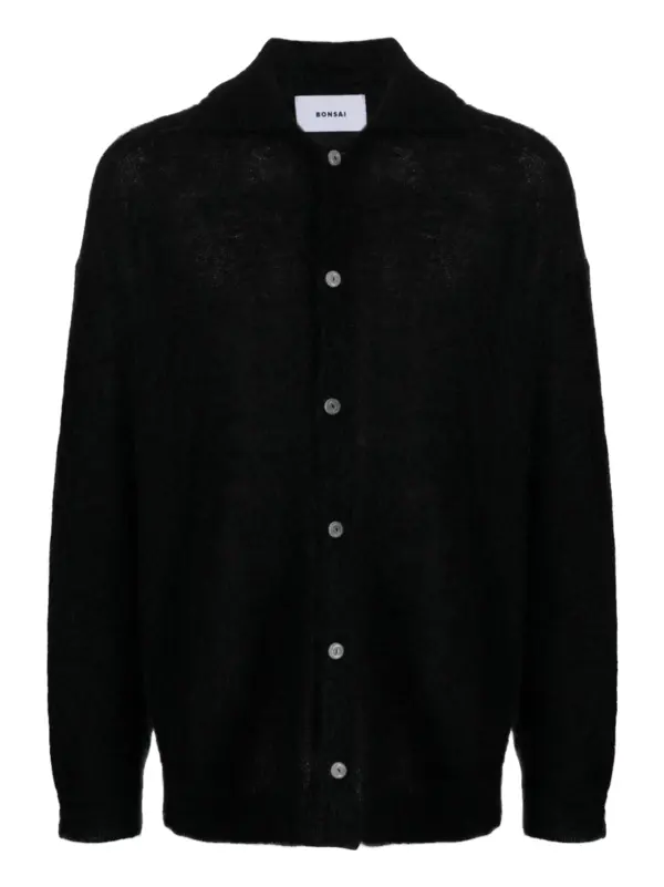 BONSAI Logo-patch Buttoned Cardigan - Black