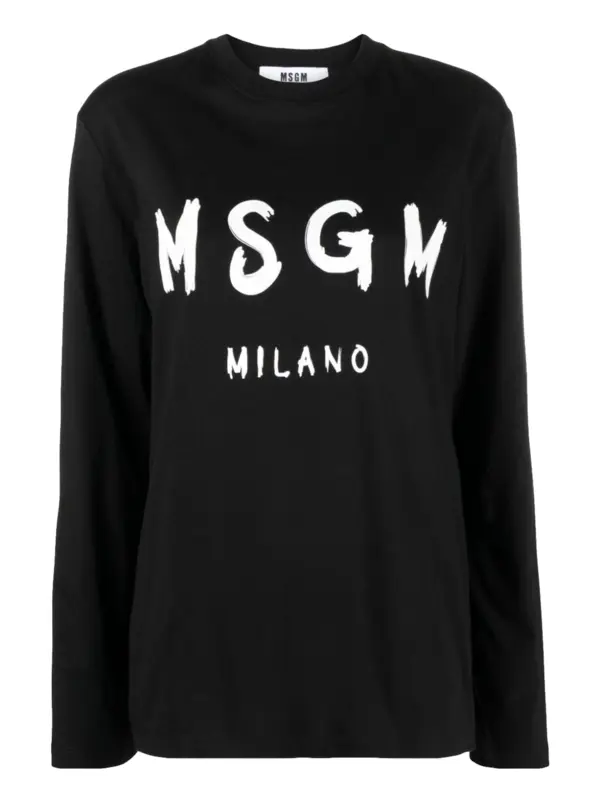 MSGM Logo-print Cotton T-shirt - Black