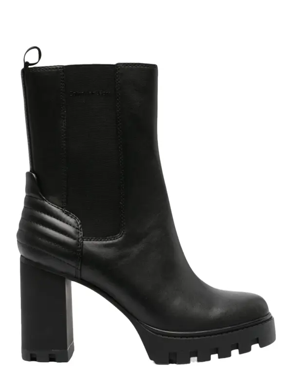 Calvin Klein 90mm Quilted-panel Leather Platform Boots - Black
