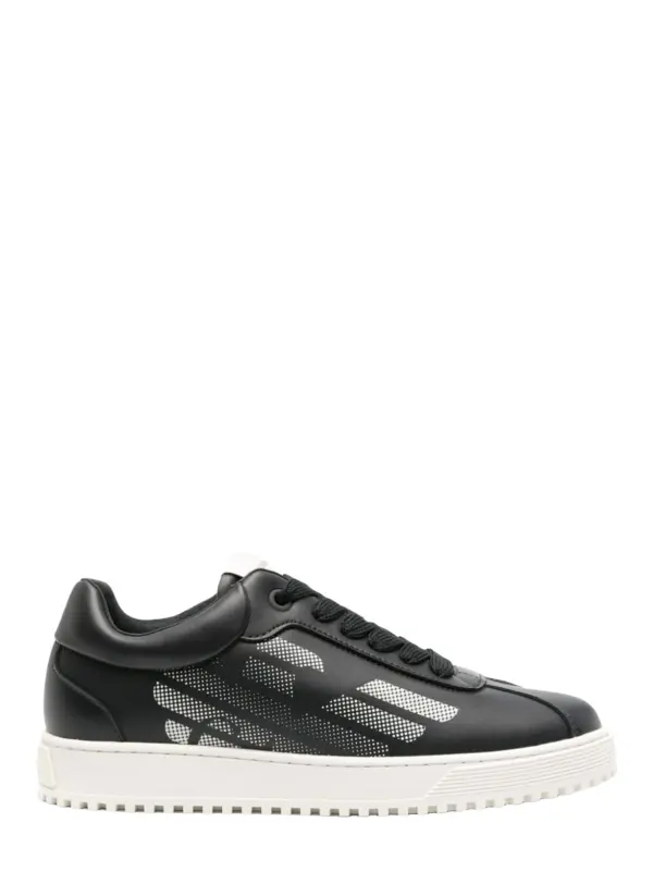 Emporio Armani Eagle-print Leather Sneakers - Blue