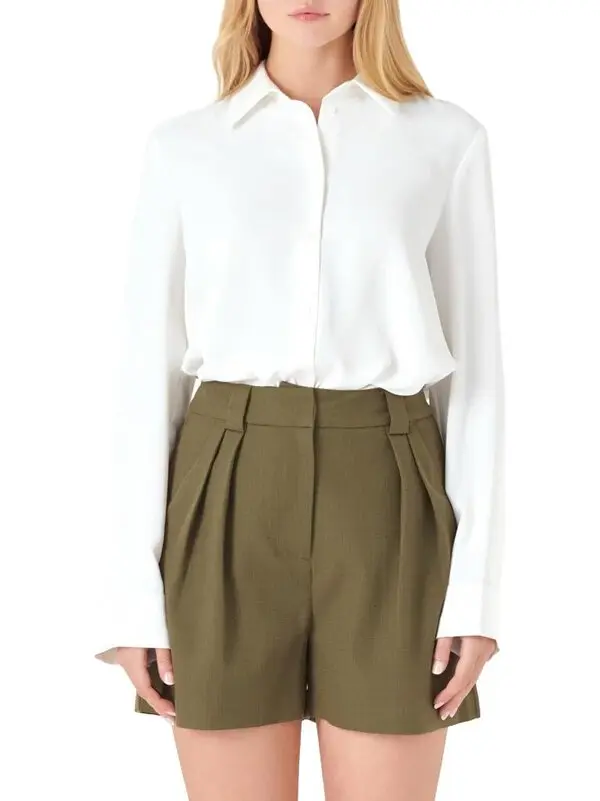 GREY LAB Tie Neck Shirt - White